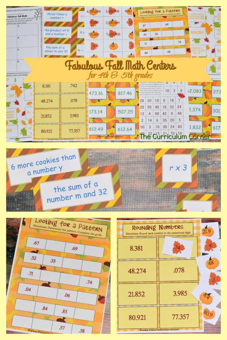 Fabulous Fall Math Centers - The Curriculum Corner 4-5-6