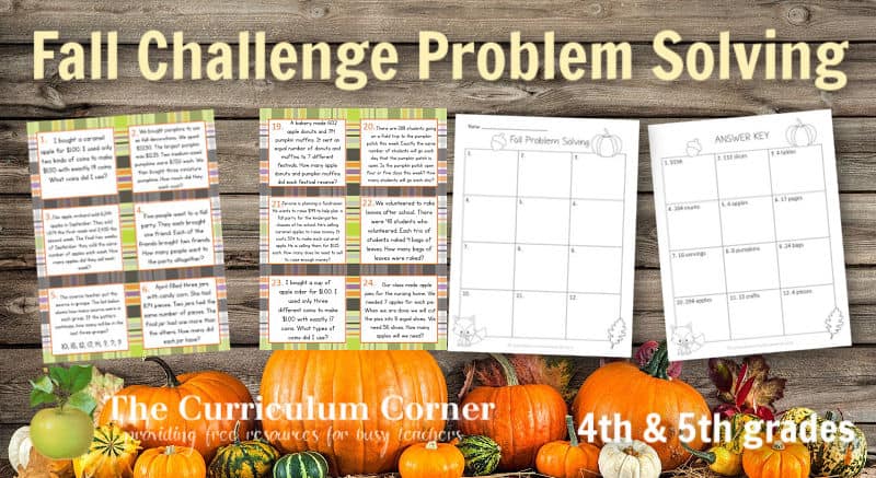 Fall Problem Solving Challenge Cards - The Curriculum Corner 4-5-6 Fall Problem Solving Challenge Cards - The Curriculum Corner 4-5-6