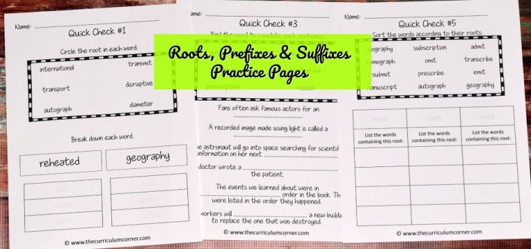 Roots, Prefixes & Suffixes Instruction Pack - The Curriculum Corner 4-5-6