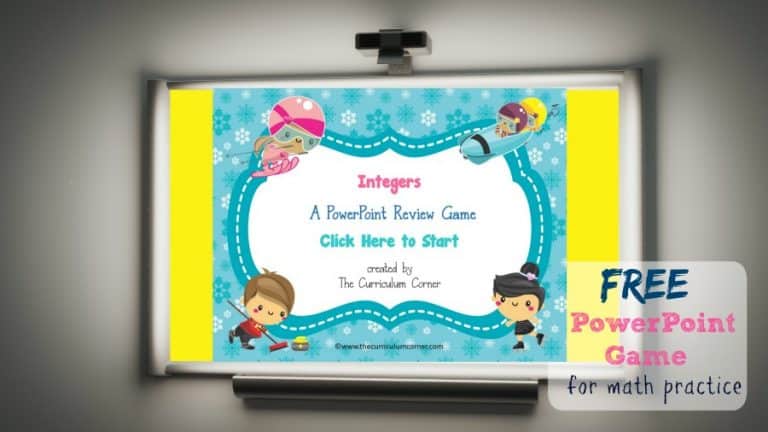 Adding & Subtracting Integers Game - The Curriculum Corner 4-5-6
