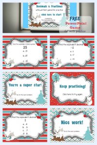 Winter Decimals & Fractions PowerPoint Game - The Curriculum Corner 4-5-6