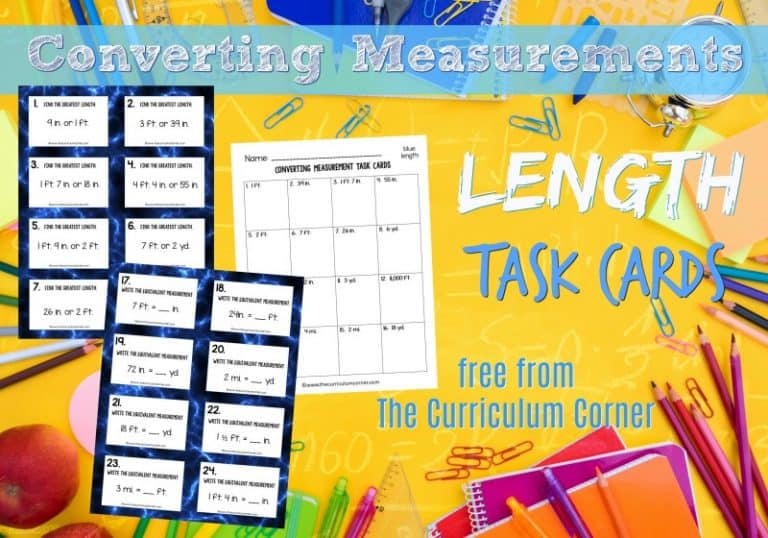 Measurement: Converting Length Task Cards - The Curriculum Corner 4-5-6