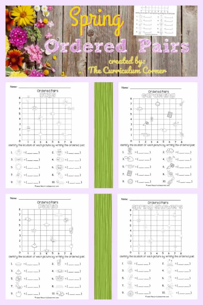 Spring Ordered Pairs (Coordinate Grid) - The Curriculum Corner 4-5-6