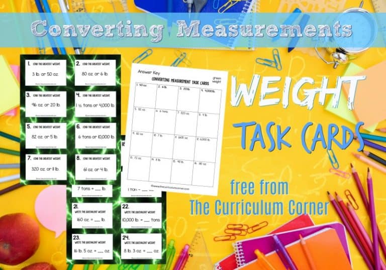 Measurement: Converting Weight Task Cards - The Curriculum Corner 4-5-6