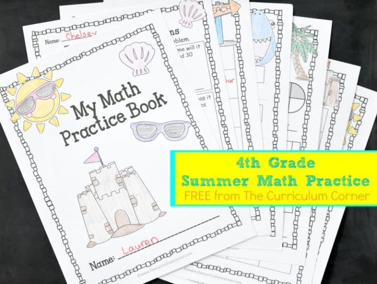 4th Grade Summer Math Booklet - The Curriculum Corner 4-5-6