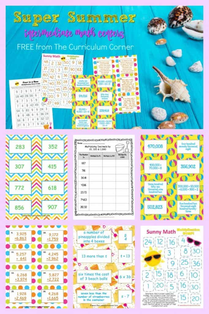 Super Summer Math Centers - The Curriculum Corner 4-5-6
