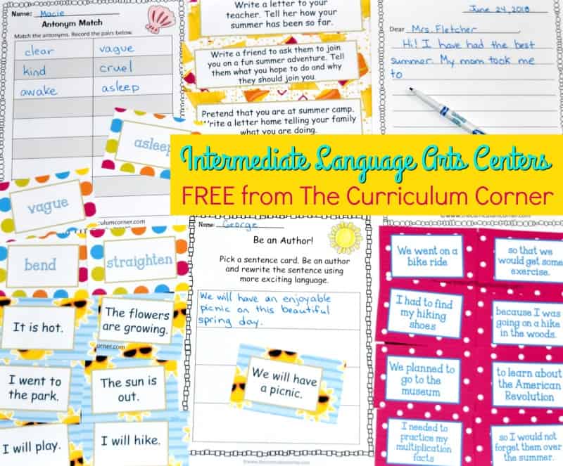 FREE Summer Literacy Centers from The Curriculum Corner - The ...