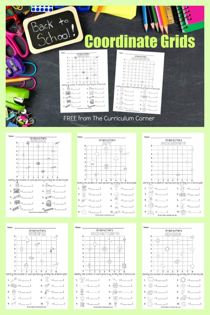 Back to School Coordinate Grids - The Curriculum Corner 4-5-6