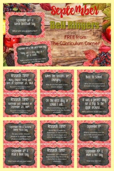 September Bell Ringers - The Curriculum Corner 4-5-6