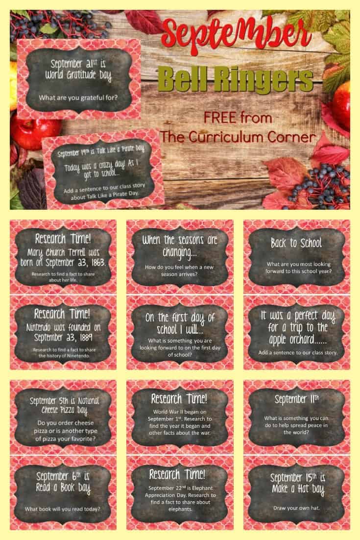 September Bell Ringers - The Curriculum Corner 4-5-6