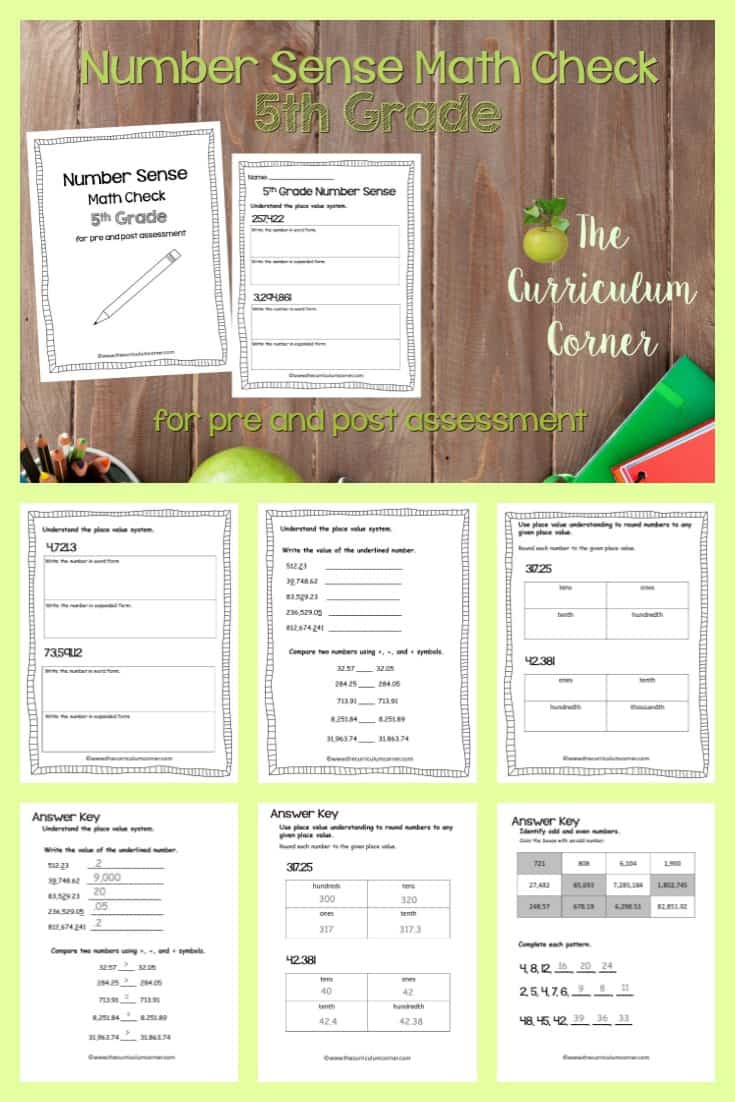 Math Check: 5th Grade Number Sense - The Curriculum Corner 4-5-6