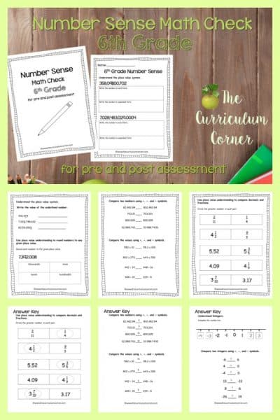 Math Check: 6th Grade Number Sense - The Curriculum Corner 4-5-6