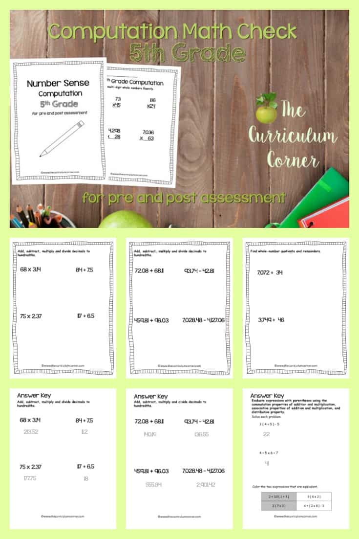Math Check: 5th Grade Computation - The Curriculum Corner 4-5-6 Math Check: 5th Grade Computation - The Curriculum Corner 4-5-6