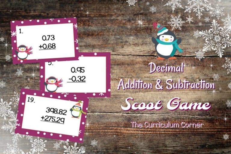 Penguin Decimal Computation Scoot - The Curriculum Corner 4-5-6