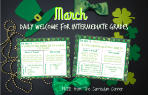 March Daily Welcome Message - The Curriculum Corner 4-5-6