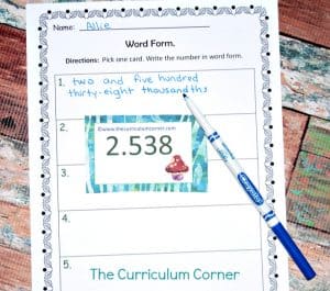 Working with Decimals Cards & Activities - The Curriculum Corner 4-5-6