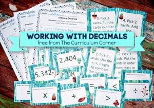 Working with Decimals Cards & Activities - The Curriculum Corner 4-5-6