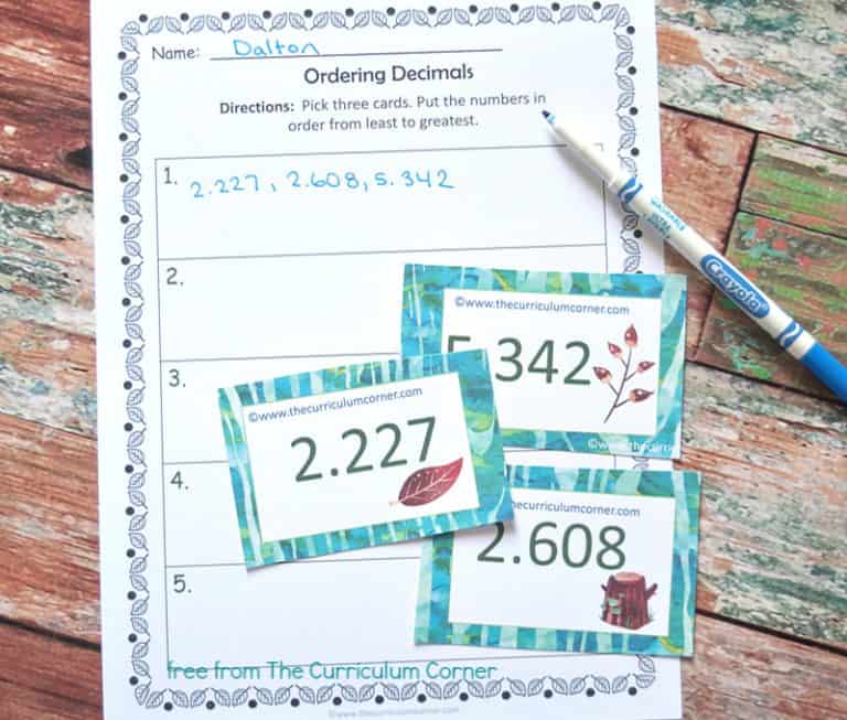 Working with Decimals Cards & Activities - The Curriculum Corner 4-5-6