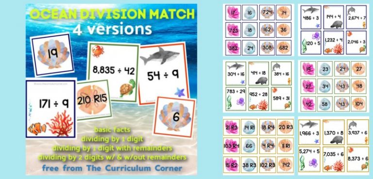Ocean Division Match (many skills) - The Curriculum Corner 4-5-6