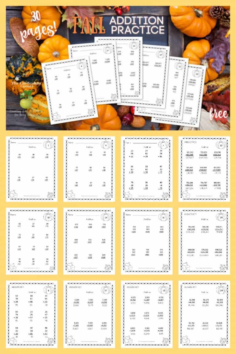 Computation Pages: Fall Addition - The Curriculum Corner 4-5-6