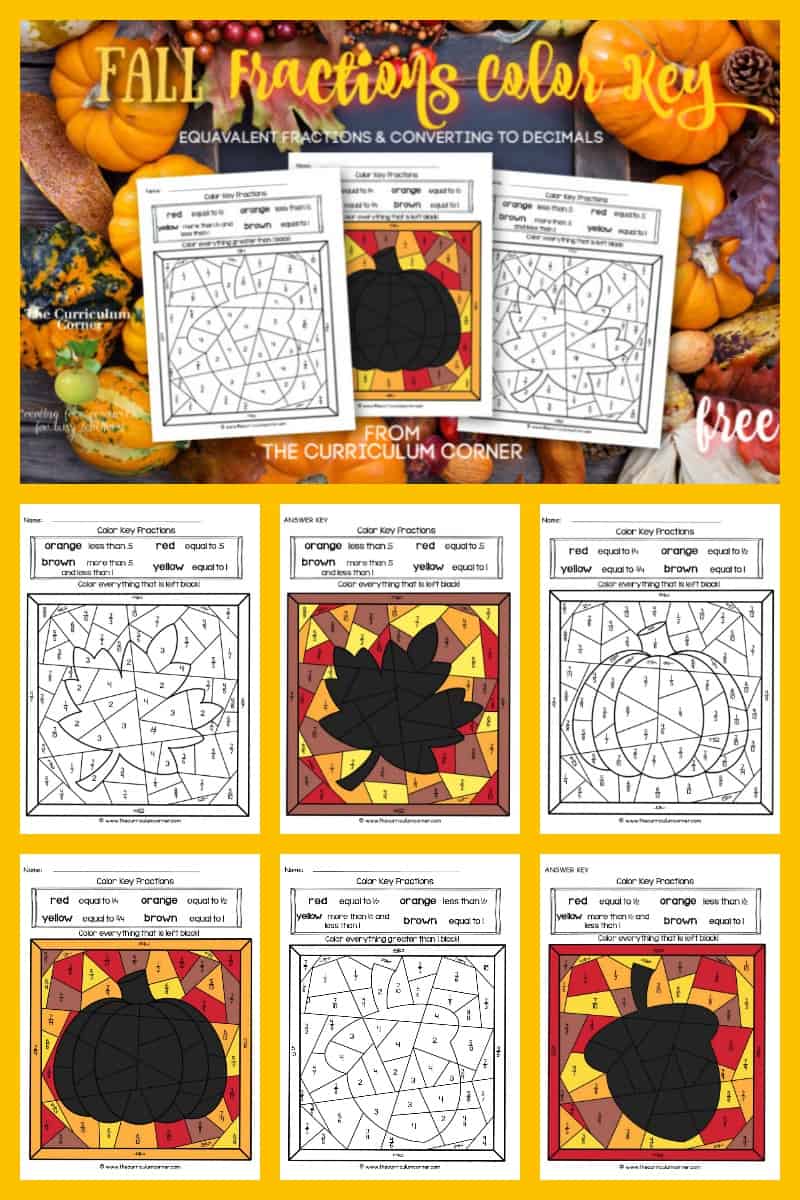 Fall Fraction Color Key - The Curriculum Corner 4-5-6