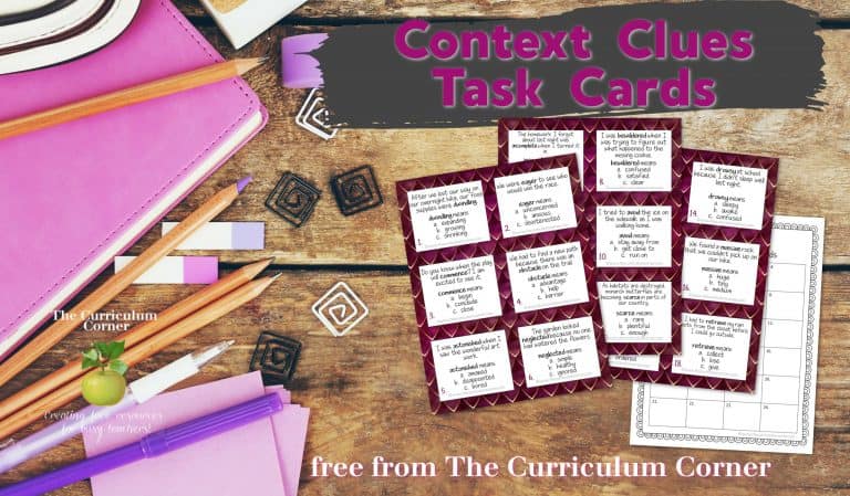Context Clues Task Cards - The Curriculum Corner 4-5-6