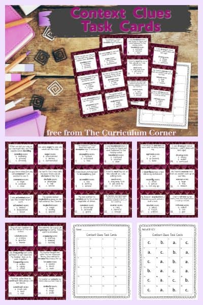Context Clues Task Cards - The Curriculum Corner 4-5-6
