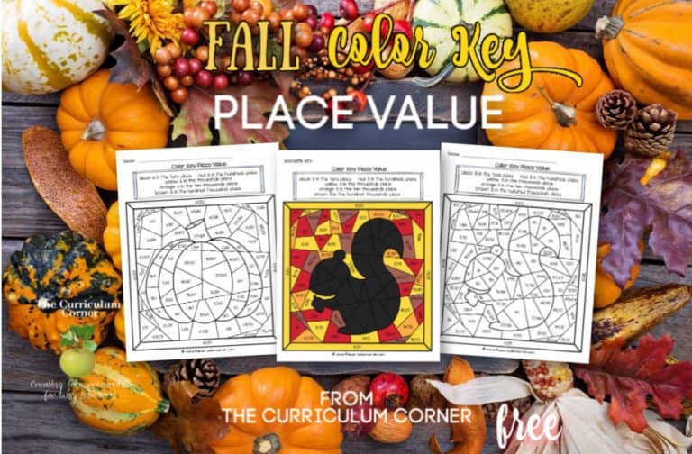 Fall Place Value Color Key - The Curriculum Corner 4-5-6