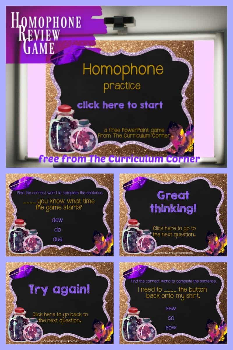 Homophone PowerPoint Game - The Curriculum Corner 4-5-6