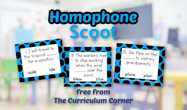 Homophones Scoot Game - The Curriculum Corner 4-5-6