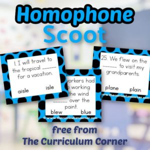 homophone scoot feature - The Curriculum Corner 4-5-6