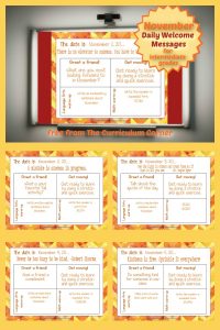 November Daily Welcome Messages - The Curriculum Corner 4-5-6