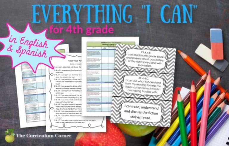 Everything "I Can" Common Core for 4th Grade - The Curriculum Corner 4-5-6