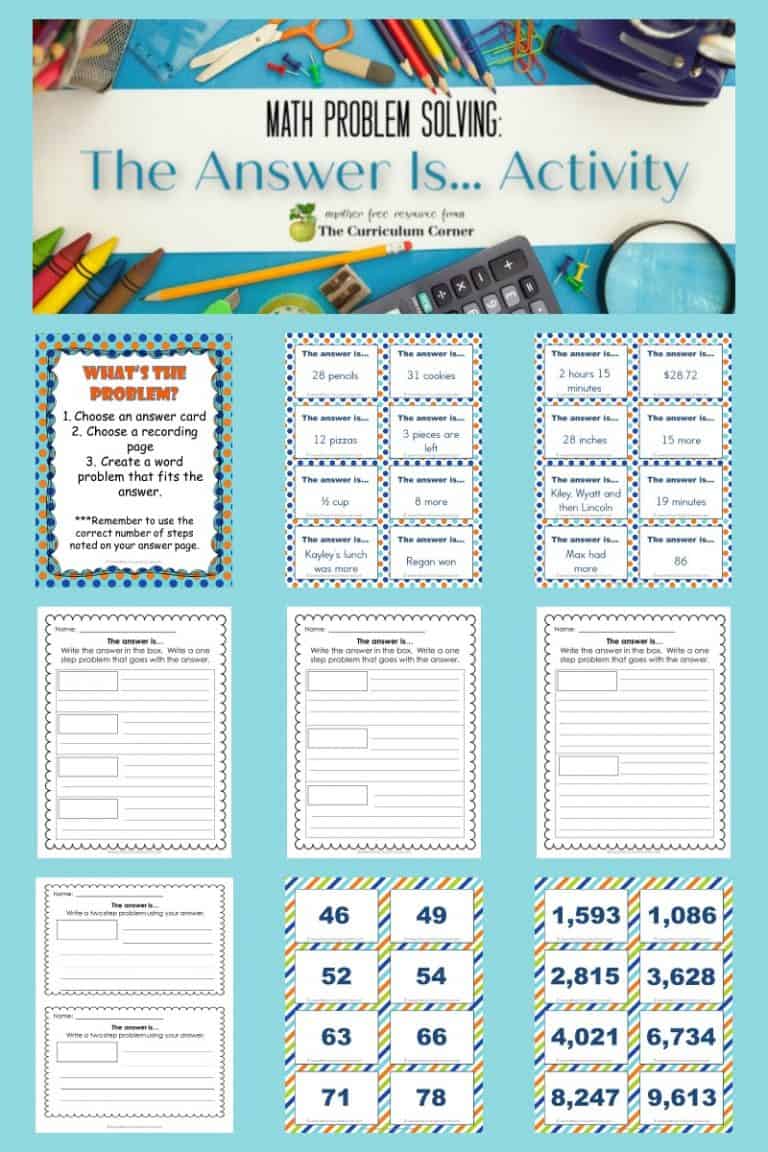 The answer is... Problem Solving Center - The Curriculum Corner 4-5-6