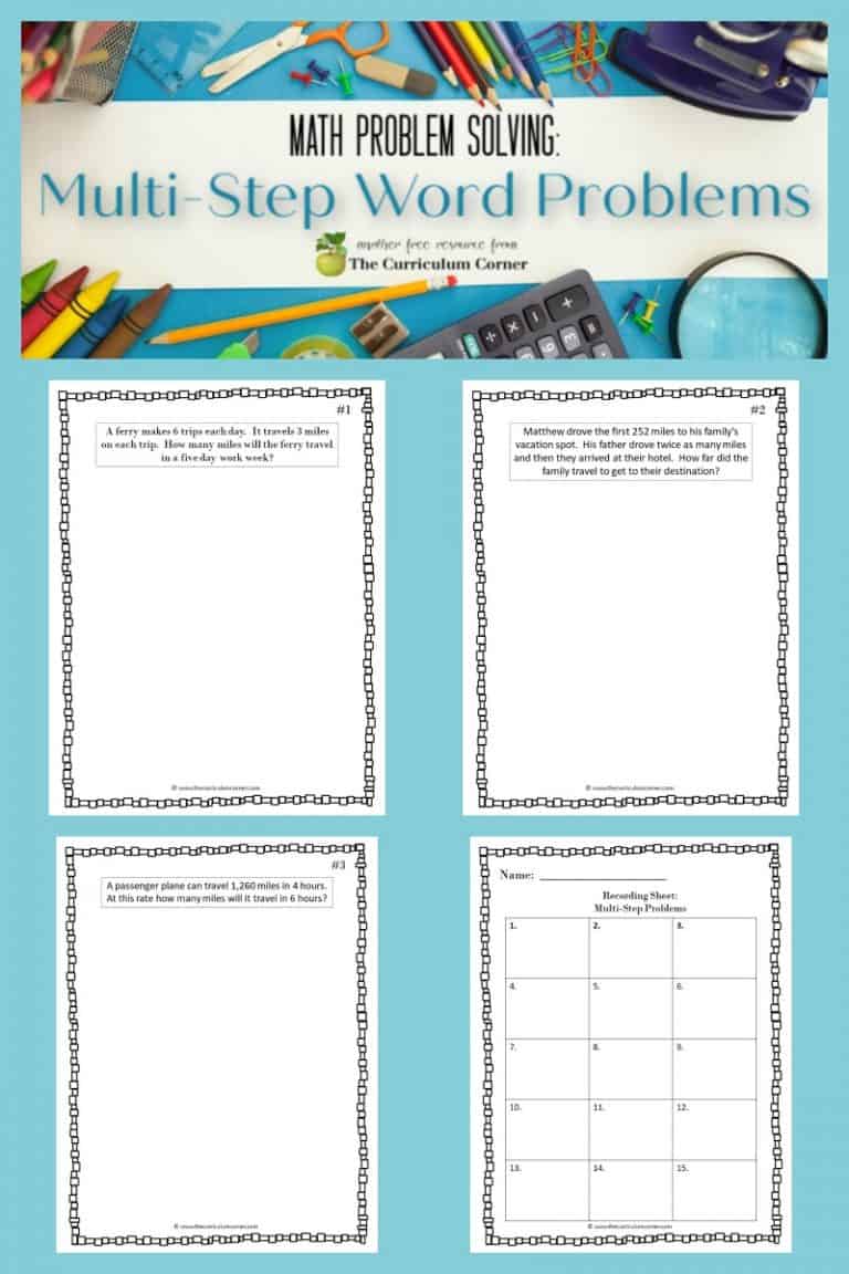 Multi-Step Word Problem Work Mats - The Curriculum Corner 4-5-6