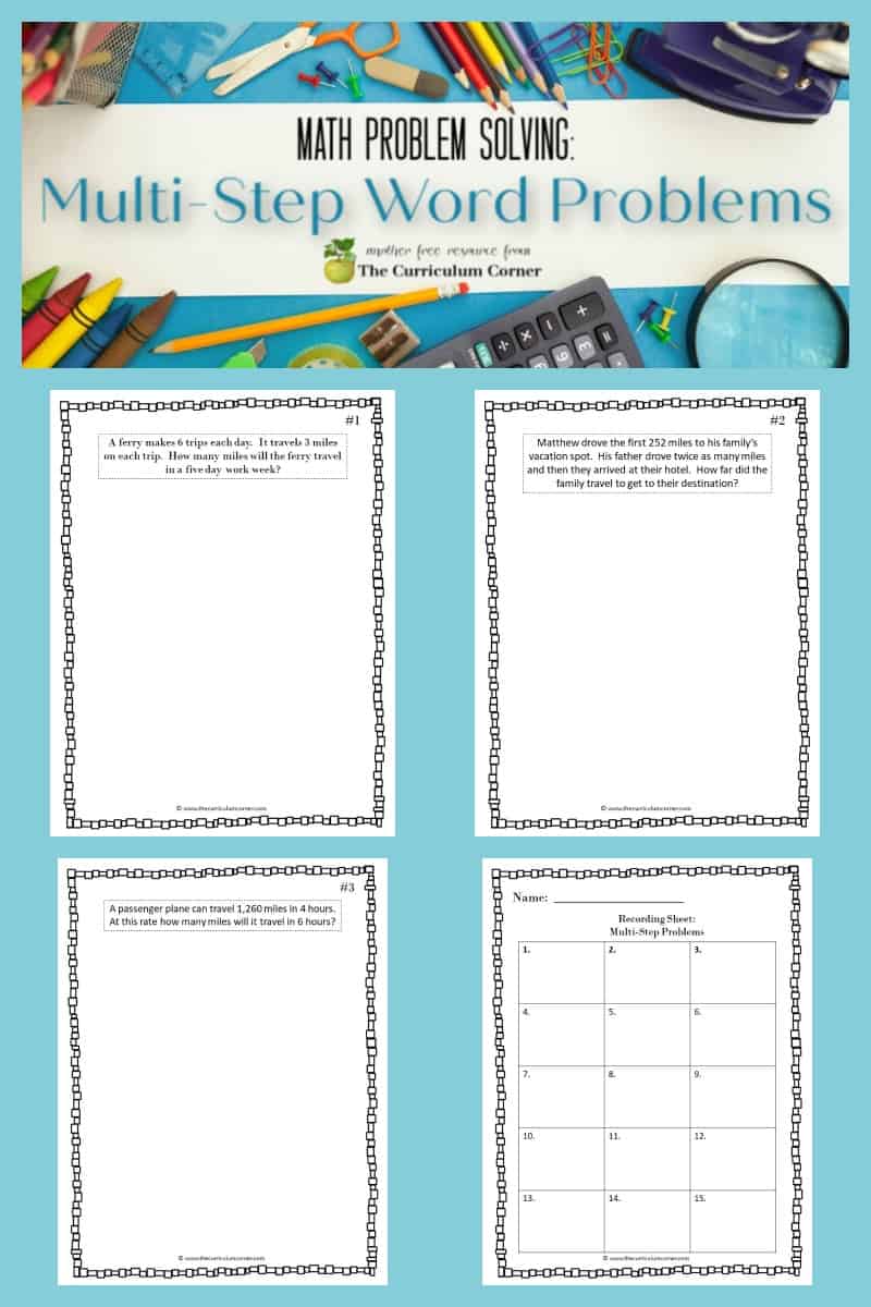 Multi-Step Word Problem Work Mats - The Curriculum Corner 4-5-6