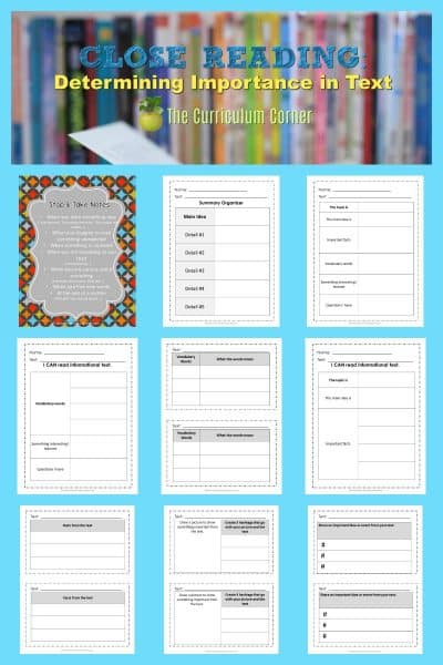Close Reading: Determining Importance in Text - The Curriculum Corner 4-5-6