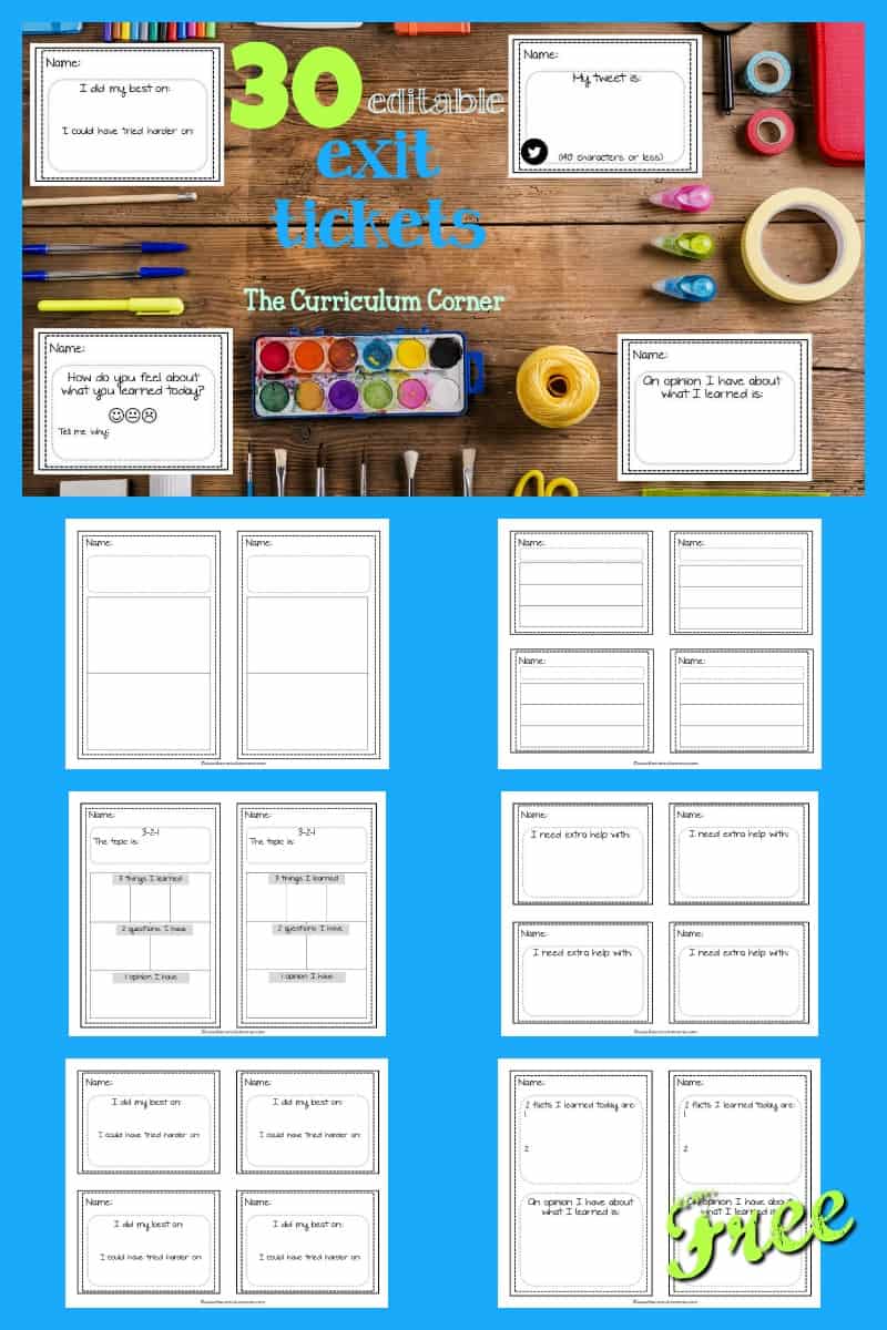 Editable Exit Tickets - The Curriculum Corner 4-5-6