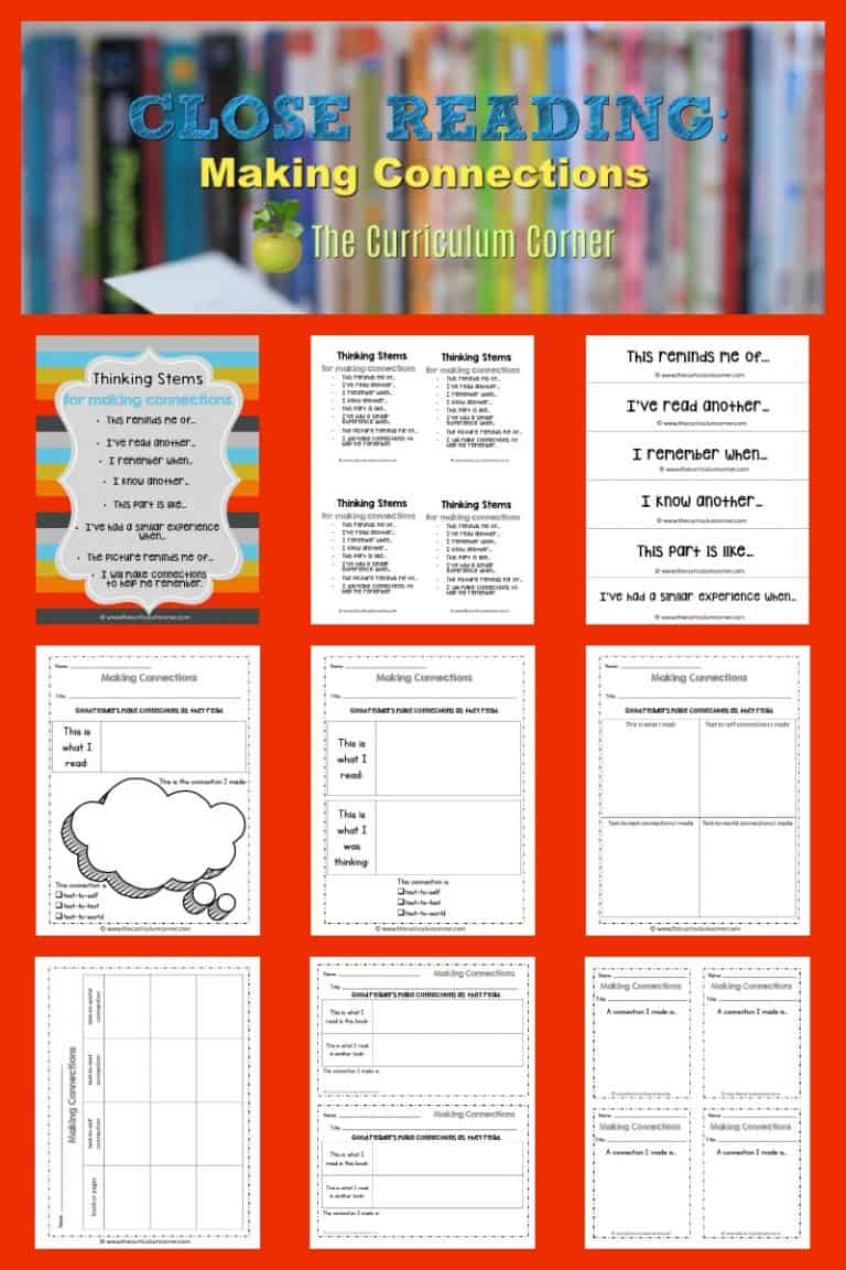Close Reading: Making Connections While Reading - The Curriculum Corner ...