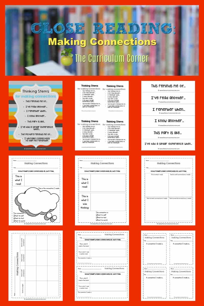 Close Reading: Making Connections While Reading - The Curriculum Corner ...