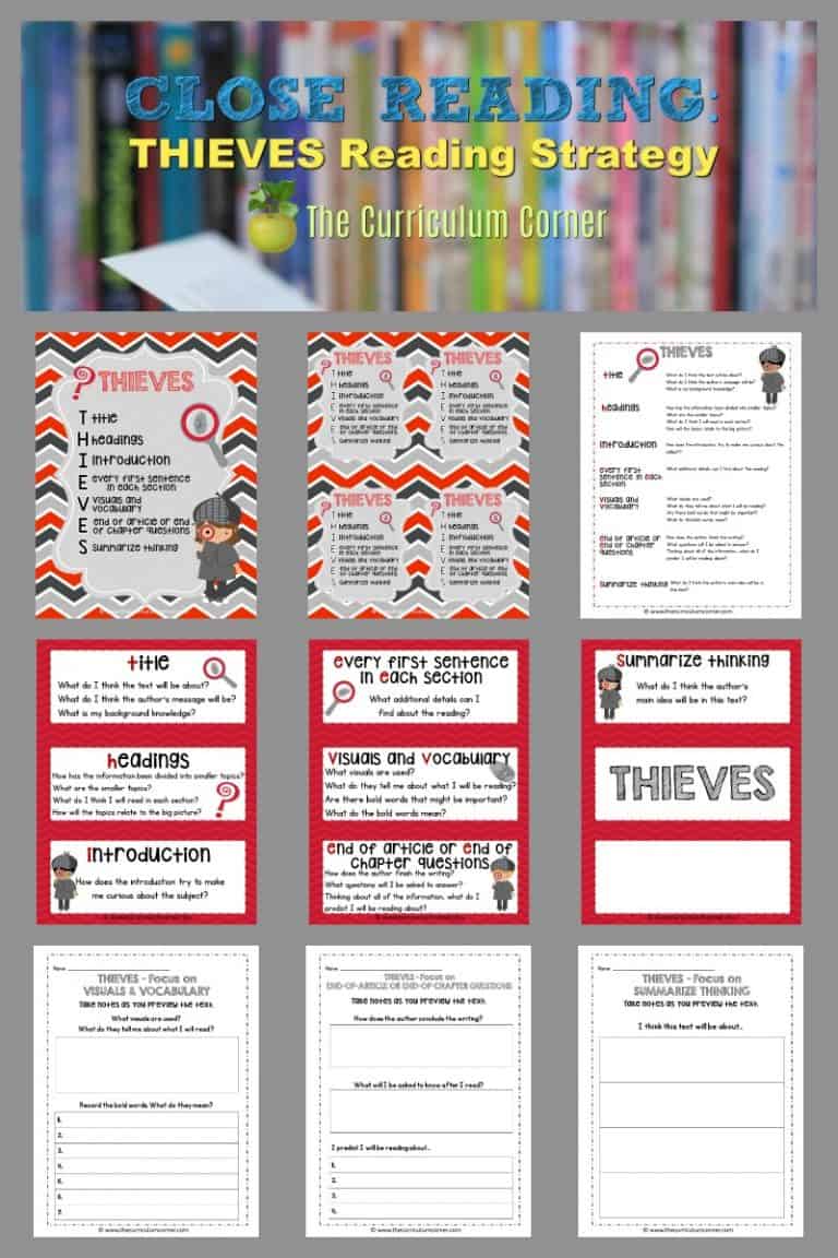 Close Reading: THIEVES Reading Strategy - The Curriculum Corner 4-5-6