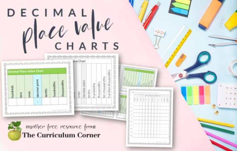 Decimal Place Value Charts - The Curriculum Corner 4-5-6