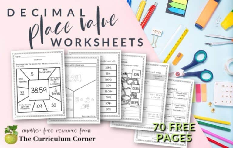 Decimal Place Value Worksheets - The Curriculum Corner 4-5-6