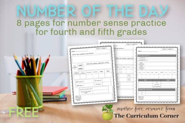 Number of the Day Pages - The Curriculum Corner 4-5-6