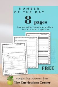 Number of the Day Pages - The Curriculum Corner 4-5-6