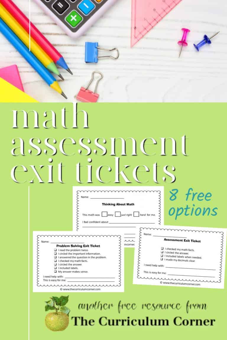 Math Assessment Exit Tickets - The Curriculum Corner 4-5-6