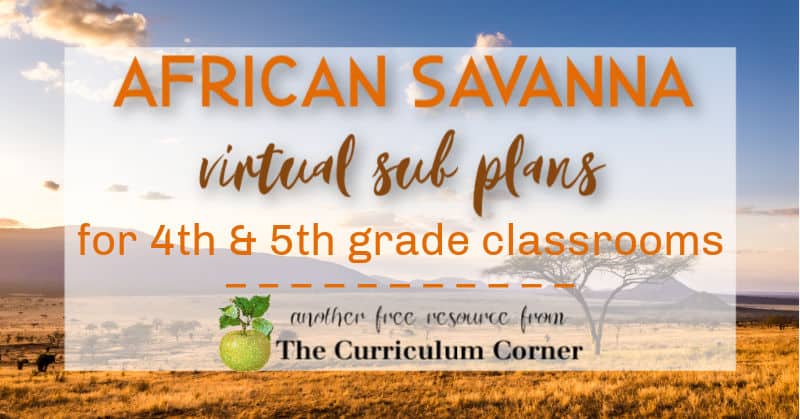 African Savanna: Virtual Sub Plans - The Curriculum Corner 4-5-6
