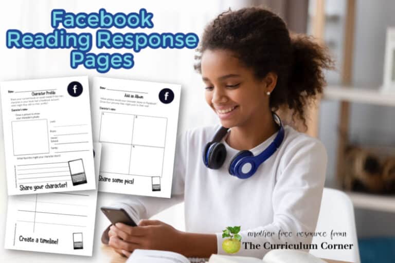 Facebook Reading Response Pages - The Curriculum Corner 4-5-6