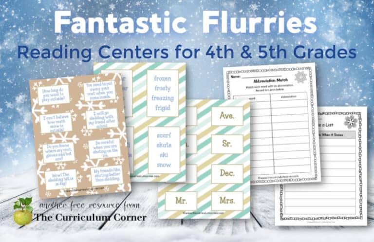 Fantastic Flurries Reading Centers - The Curriculum Corner 4-5-6