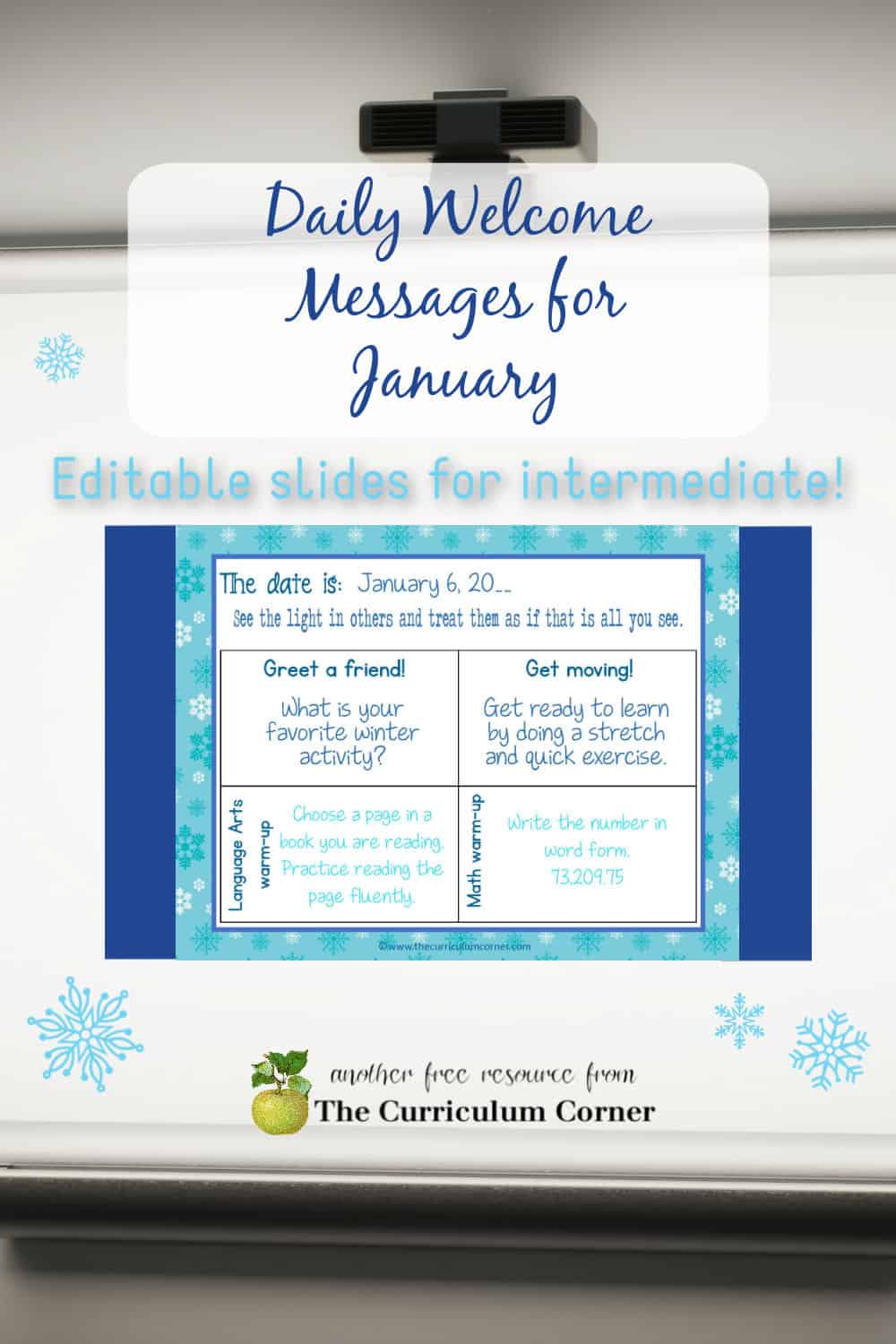 January Daily Welcome Messages - The Curriculum Corner 4-5-6